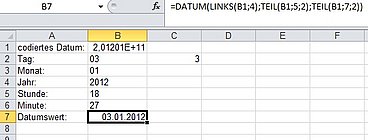 Wie Sie Datumswerte aus längeren Zahlenreihen in Excel extrahieren