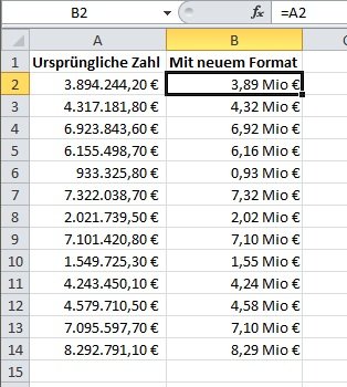 Zahlen in Excel mit der Einheit Millionen Euro darstellen ...