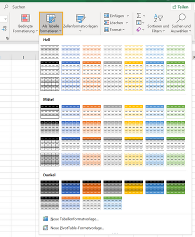 Tabellen formatieren in Excel - diese Möglichkeiten gibt es