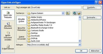 Hyperlinks zu und in Excel-Tabellen einfügen und bearbeiten