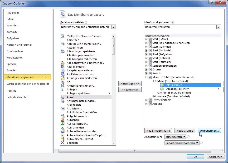 Outlook Menüband Aktivieren _ Anzeigen der Registerkarte ...