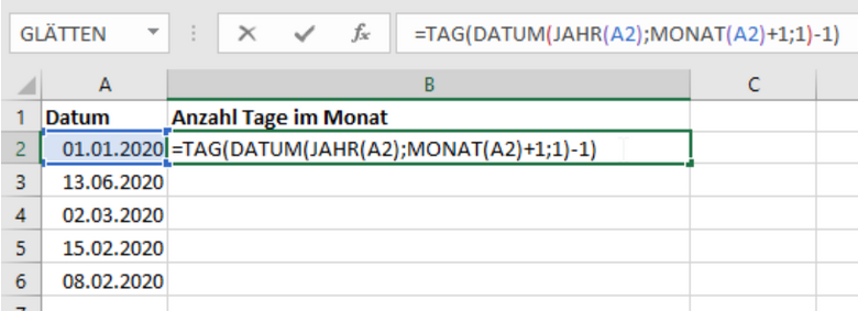 In Excel die Anzahl der Monatstage berechnen - so geht es in 4 Schritten