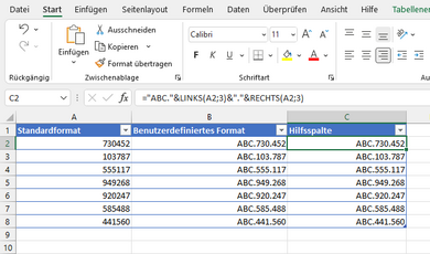 Individuelles Zahlenformat für Texte und Werte in Excel festlegen