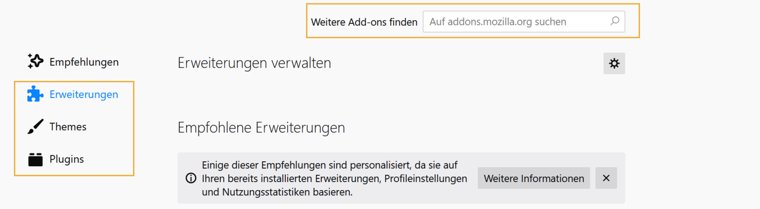 Firefox Addons: Browser-Erweiterungen installieren und deaktivieren