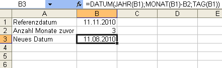 Monate von einem Datum in einer Excel-Tabelle abziehen - computerwissen.de