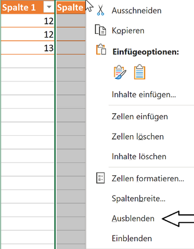 Spalten in Excel ausblenden: 3 Optionen für Tabellen
