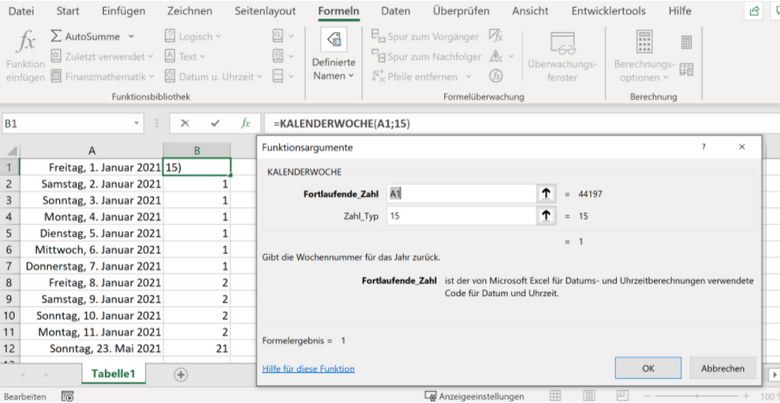 Excel: Wochen berechnen - so gehts mit einer Formel
