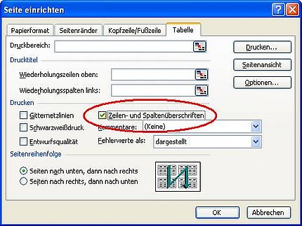 Wie Sie Excel-Tabellen mit Zeilennummern ausdrucken