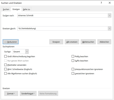 Diese Platzhalter machen die Ersetzen-Funktion effektiver