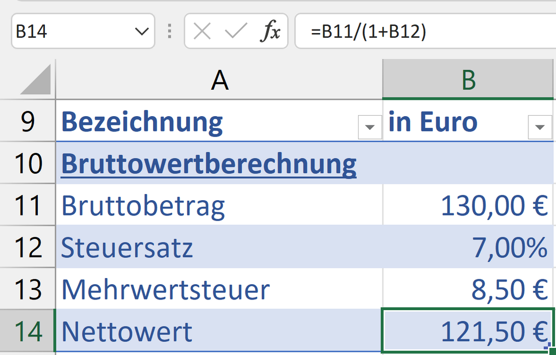 Mehrwertsteuer Berechnen Formel