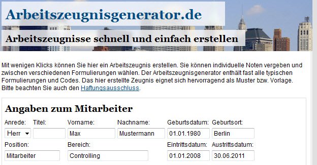Kostenloser Generator für Arbeitszeugnisse - computerwissen.de