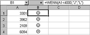 Excel: Symbole über WENN-Abfrage ausgeben - computerwissen.de