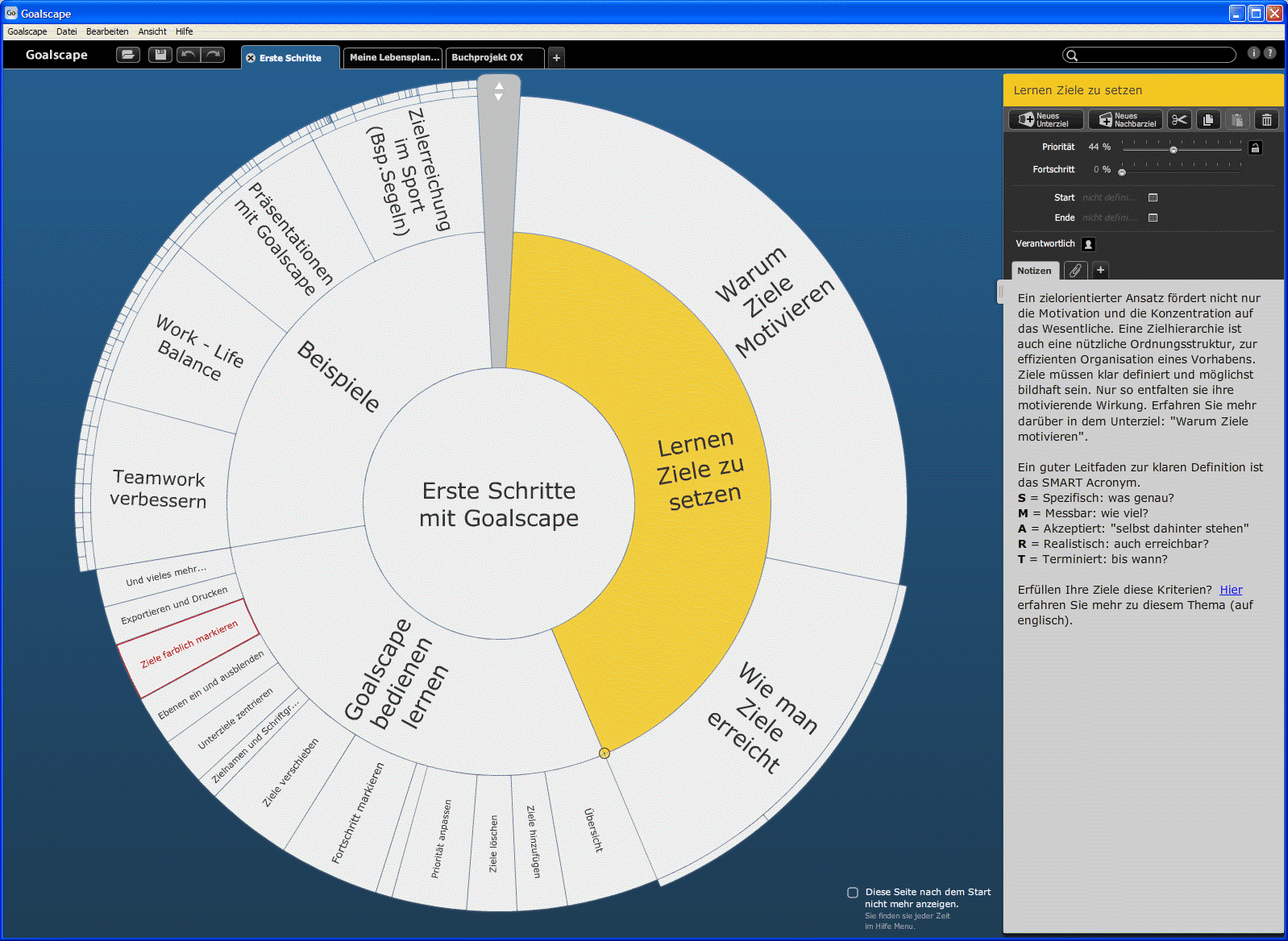 Goalscape, die Visualisierungshilfe für Ziele und Projekte ...