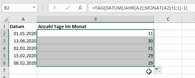In Excel die Anzahl der Monatstage berechnen - so geht es in 4 Schritten